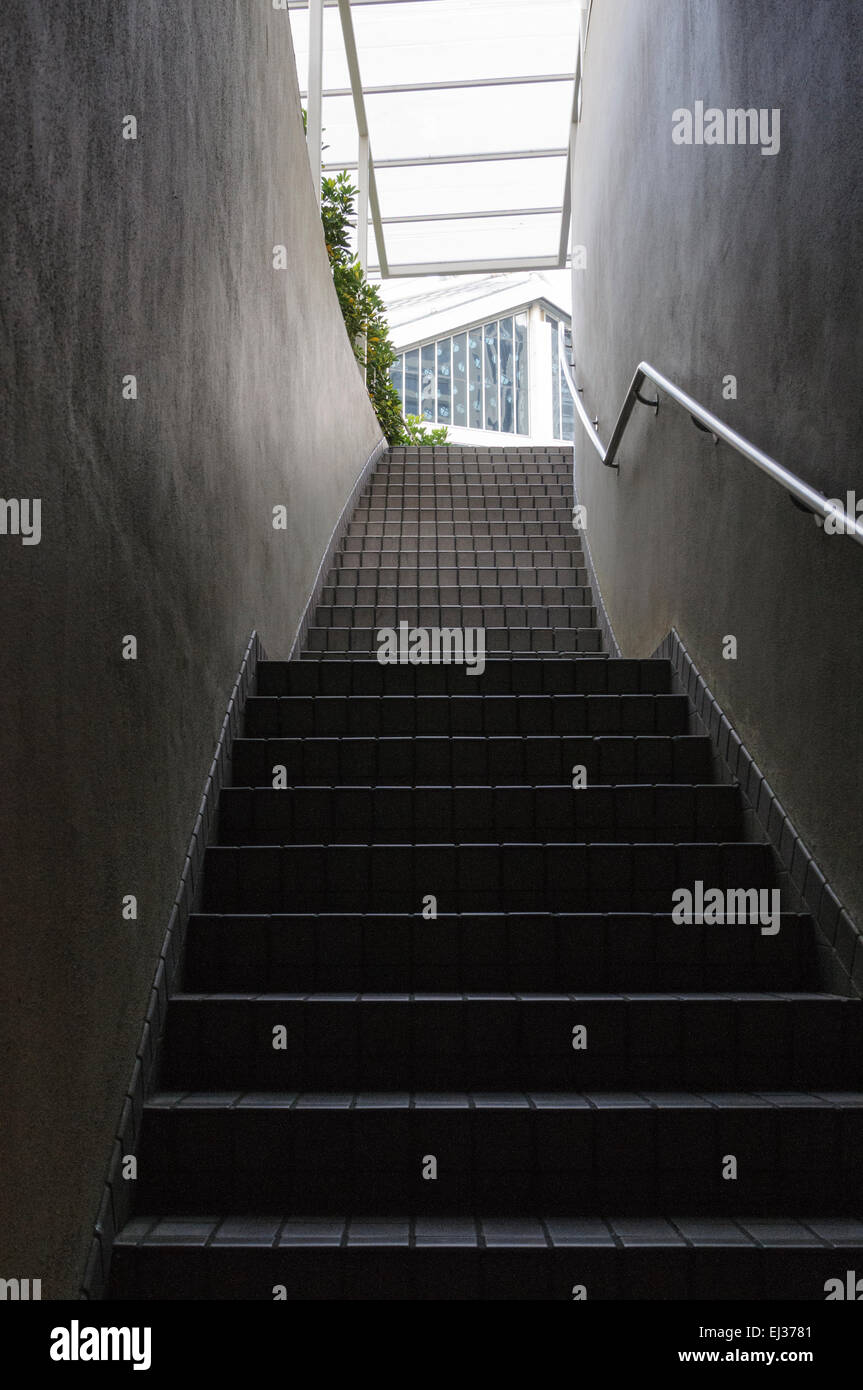 Stairway - two flights of steps with handrails in a building in ...