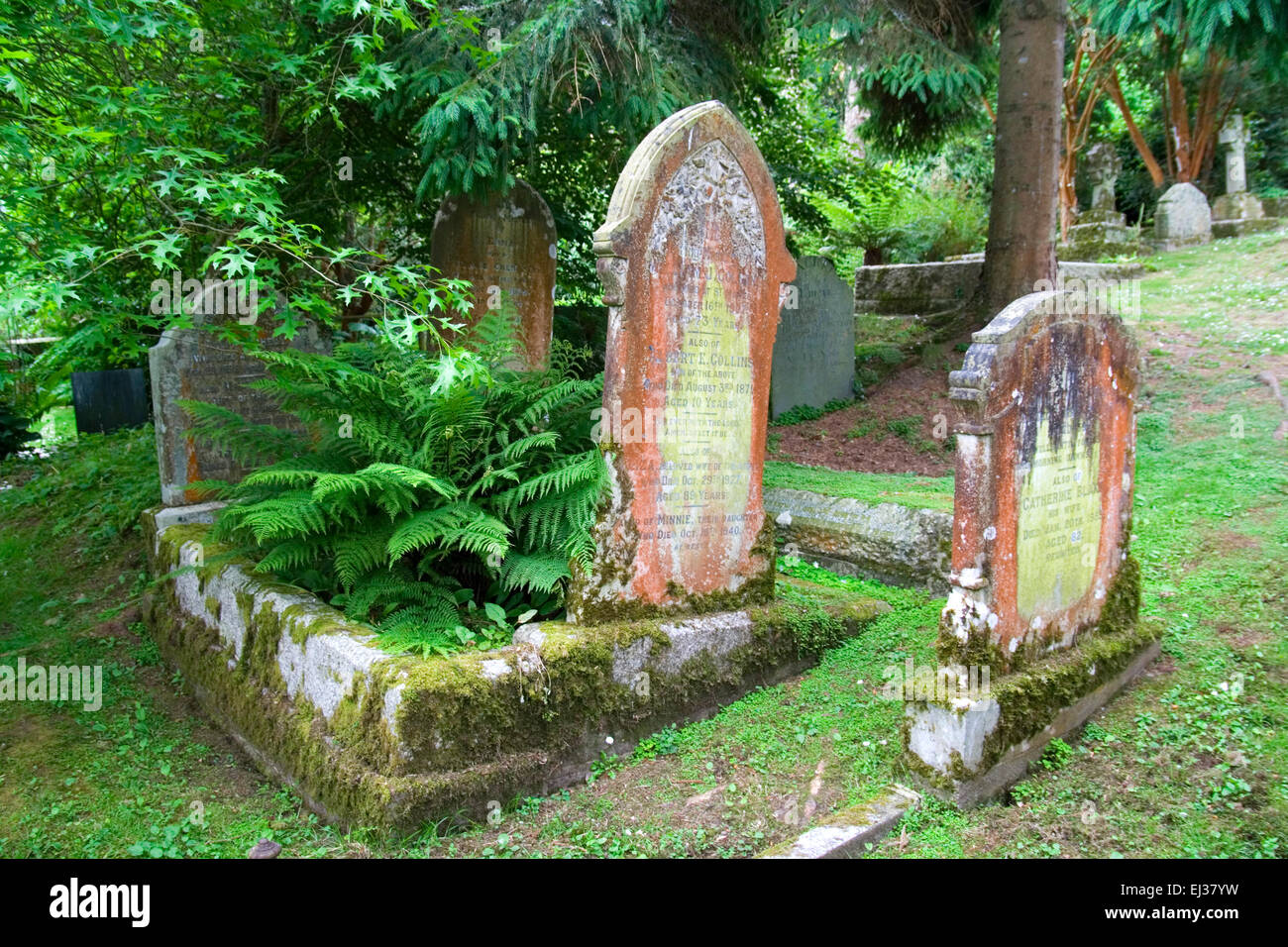 St Just In Roseland, Cornwall, UK. 13th Century church cemetery with ...