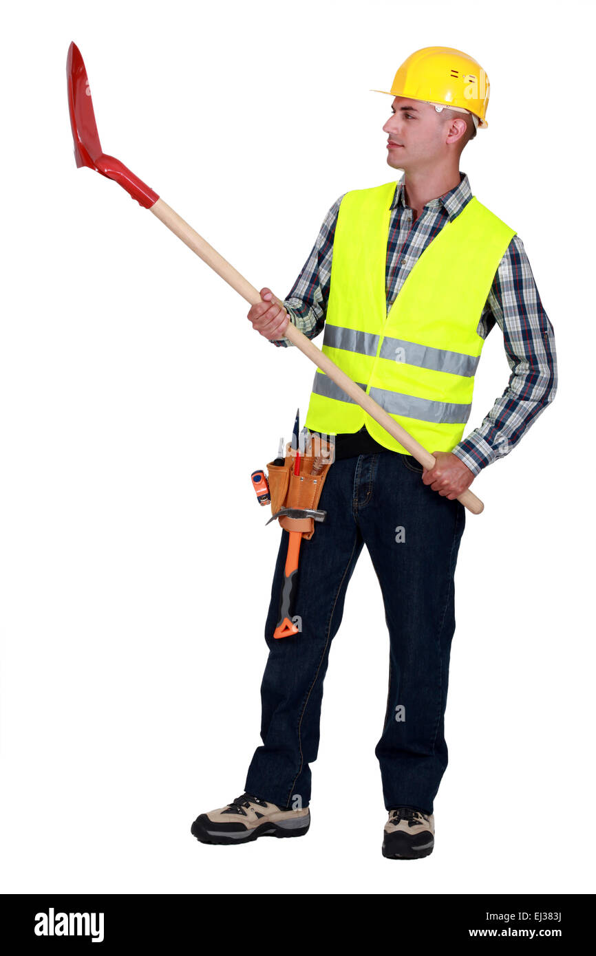 Mason lifting shovel Stock Photo - Alamy