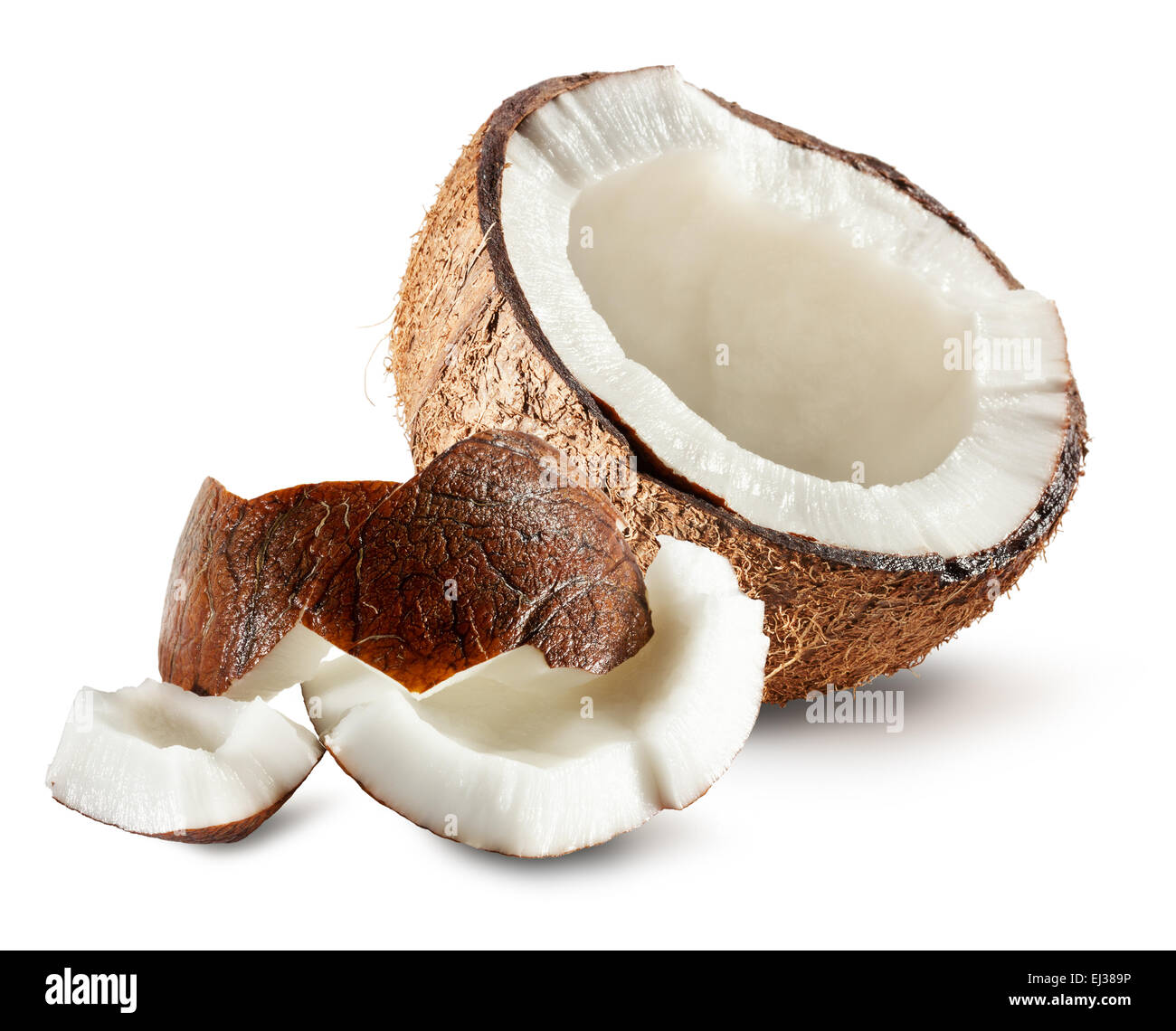 half of coconut isolated on white background Stock Photo - Alamy