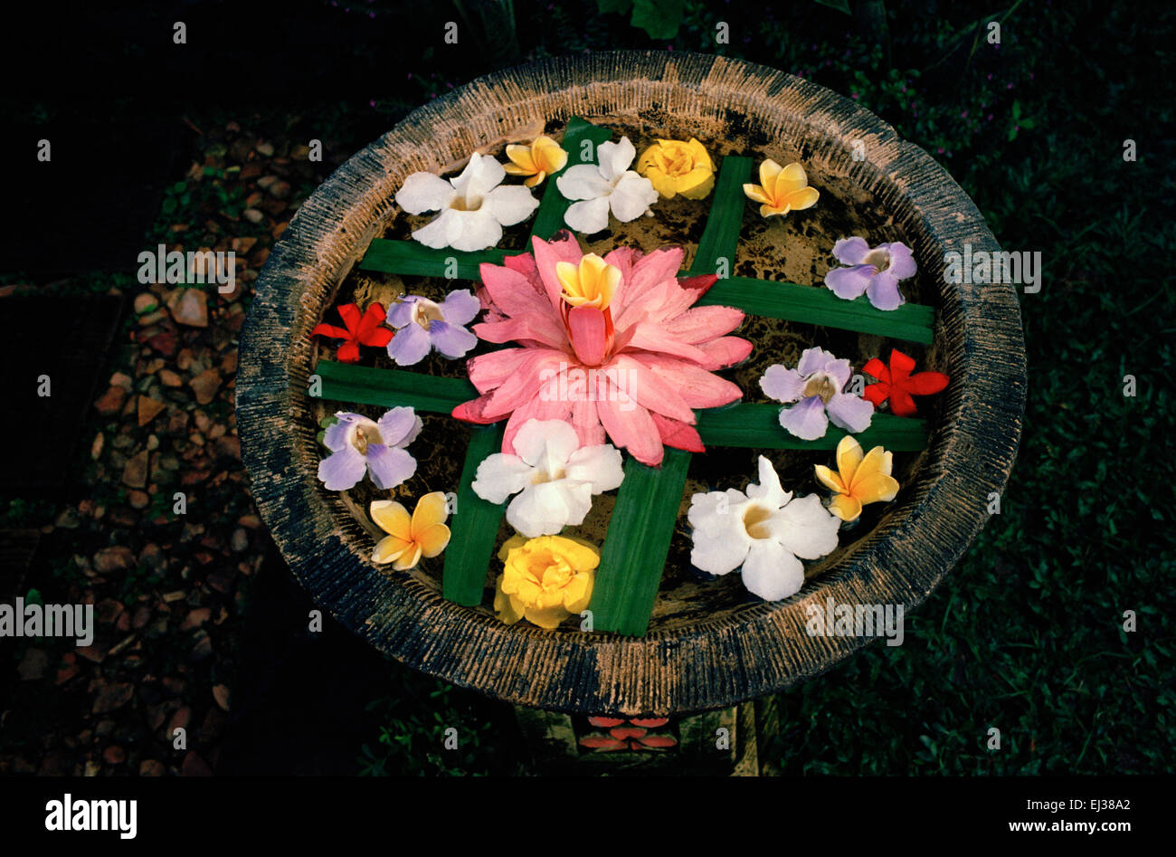 Flower design in Ubud in Bali in Indonesia in Southeast Asia. Flowers ...