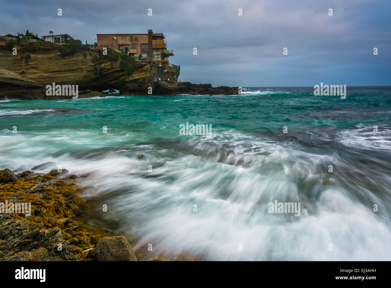 Waves and rocks in the Pacific Ocean at Table Rock Beach, in Laguna ...
