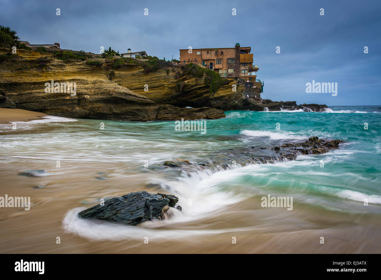 Waves and rocks in the Pacific Ocean at Table Rock Beach, in Laguna ...