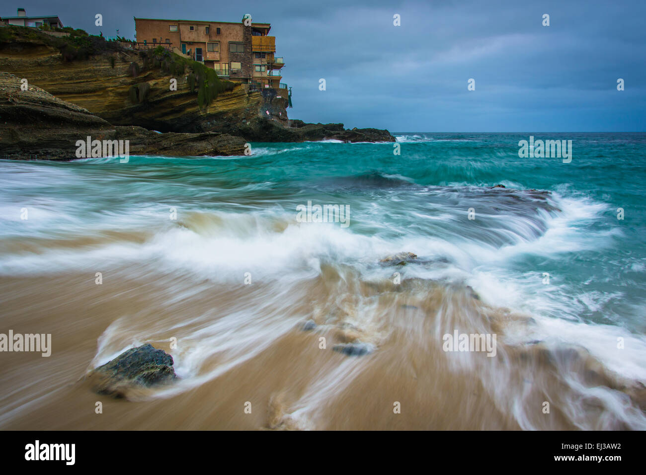 Waves and rocks in the Pacific Ocean at Table Rock Beach, in Laguna ...