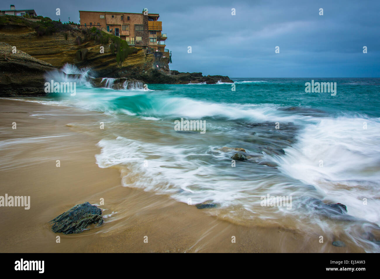 Waves and rocks in the Pacific Ocean at Table Rock Beach, in Laguna ...