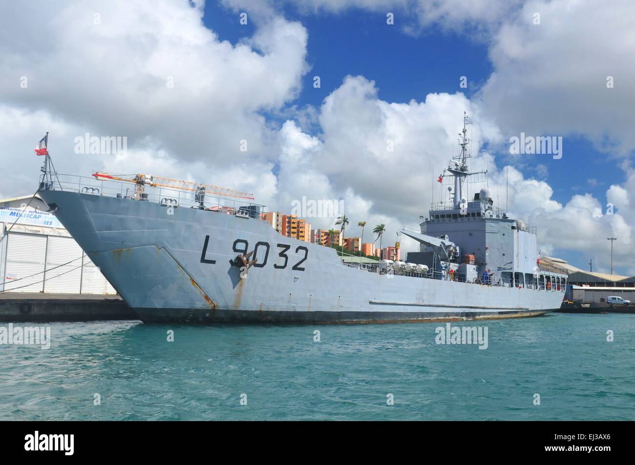 Cargo ship enters the harbour of Fort de France in Martinique Stock ...
