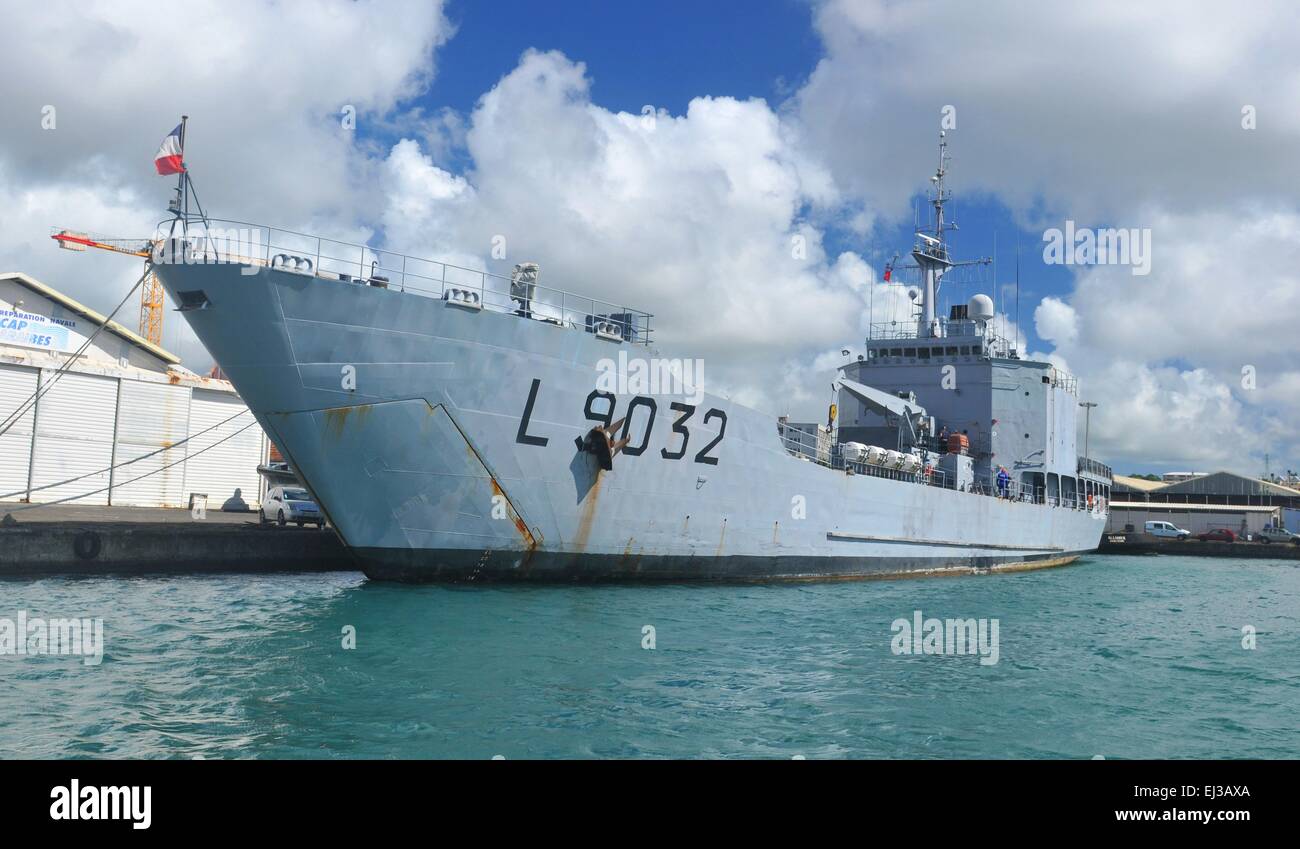Cargo ship enters the harbour of Fort de France in Martinique Stock ...