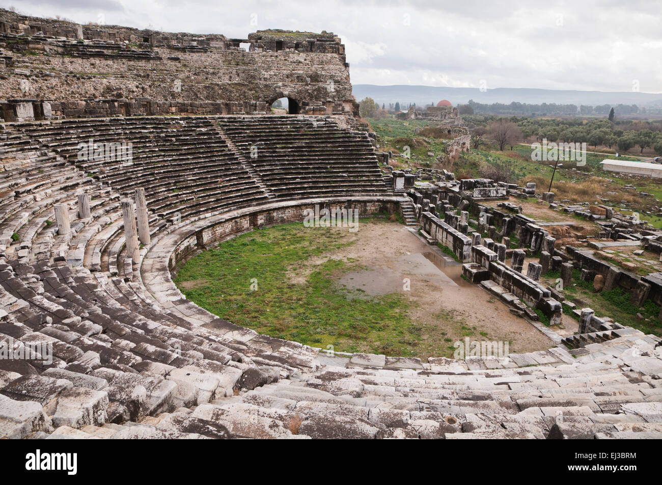 Ancient greek amphitheater in Turkey, abstract architecture Stock Photo ...