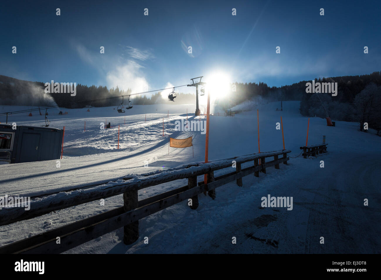 Beautiful view of ski slopes on resort at Austrian Alps Stock Photo - Alamy