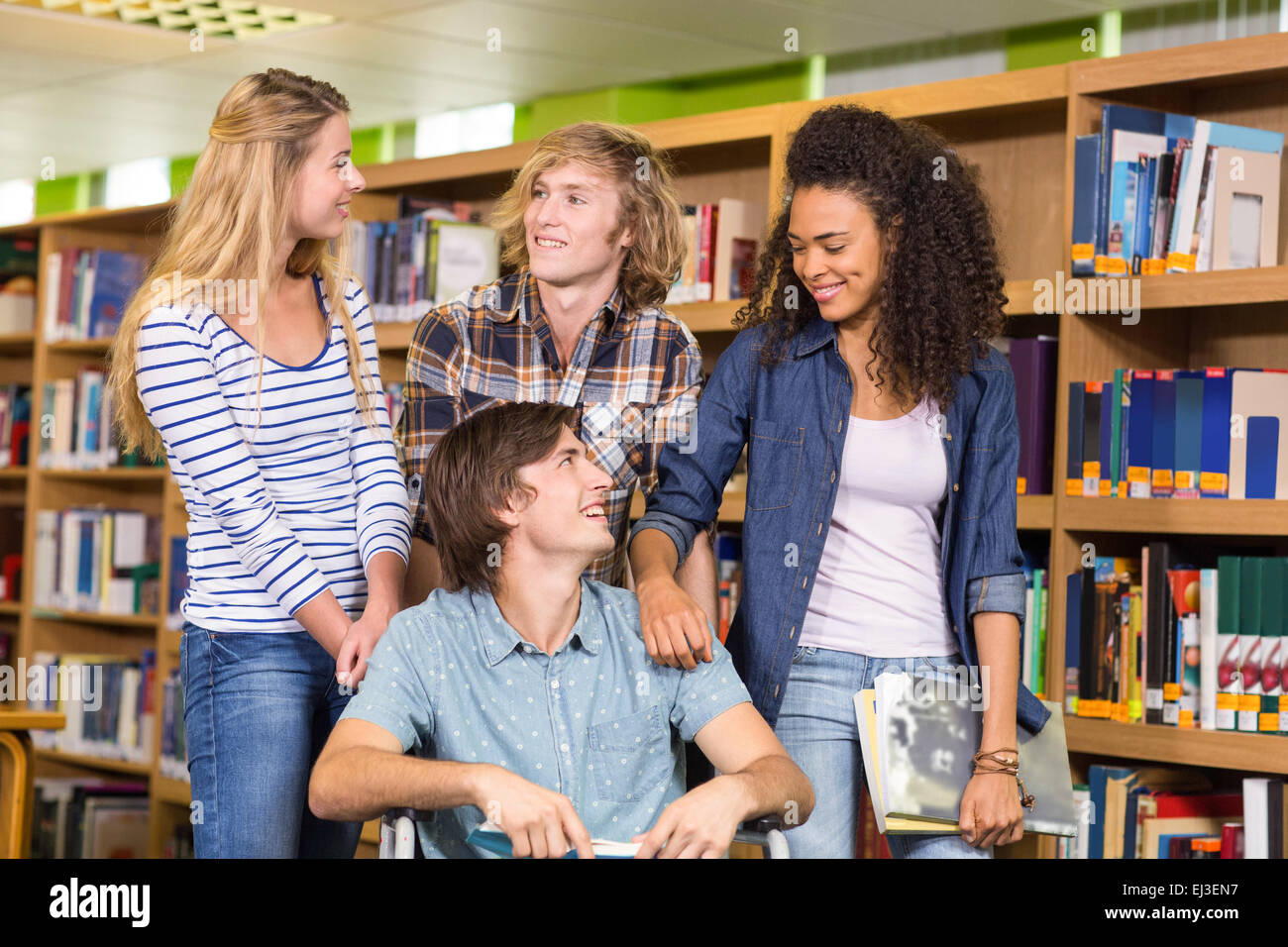 College students in library Stock Photo - Alamy
