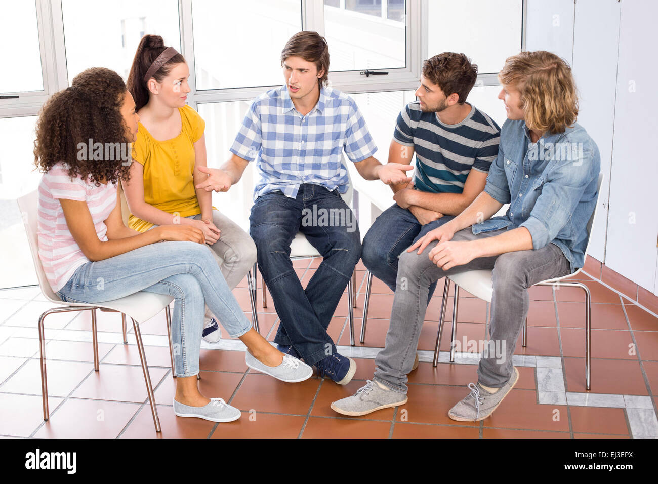 College students in conversation Stock Photo - Alamy