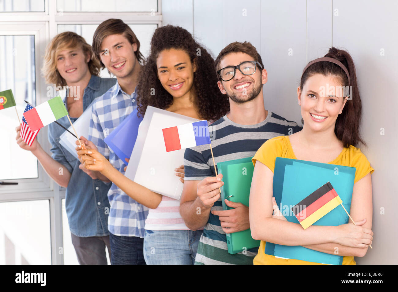 College students holding flags Stock Photo - Alamy