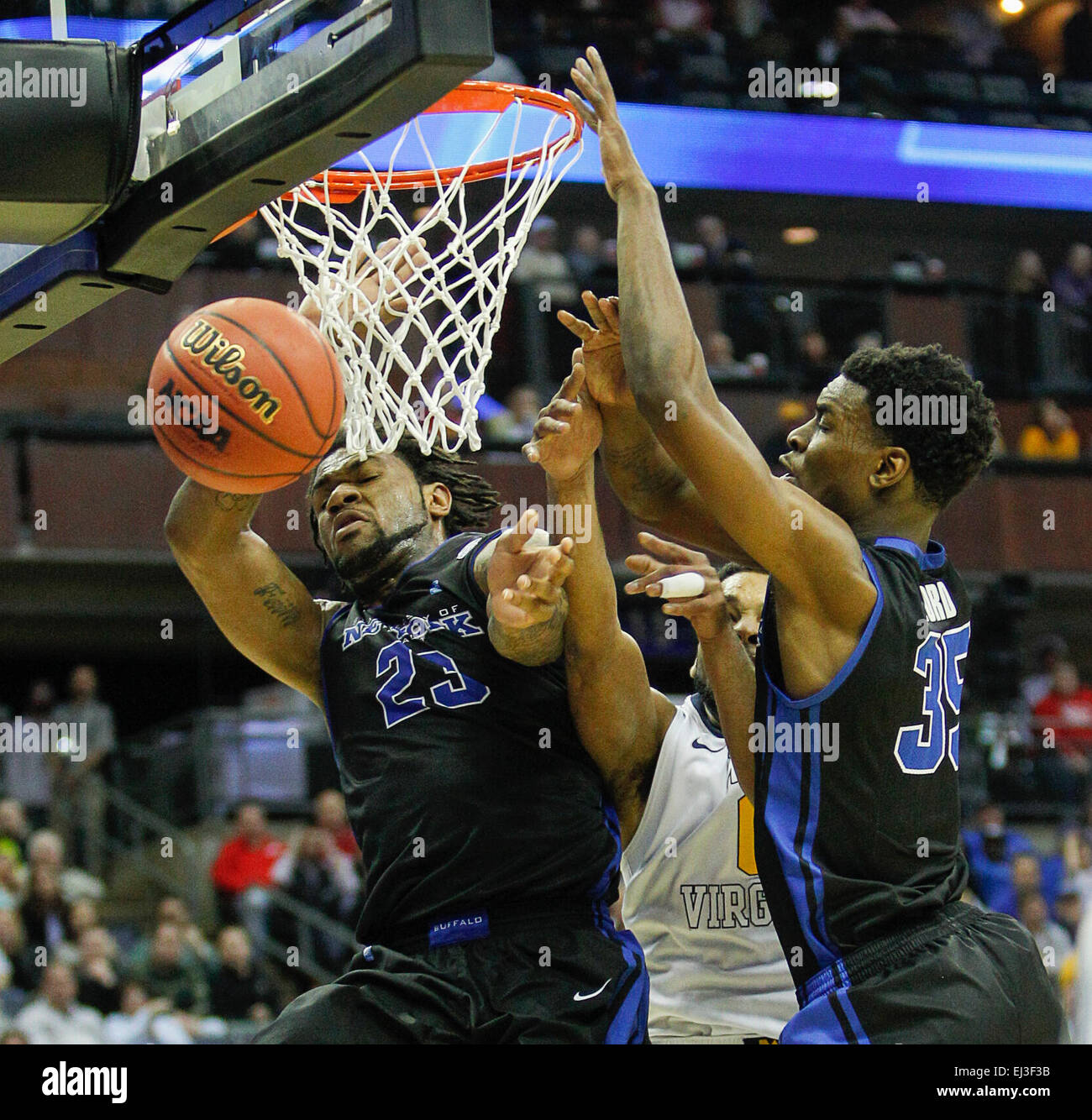 Buffalo Bulls forward Justin Moss (23) and forward Xavier Ford (35 ...