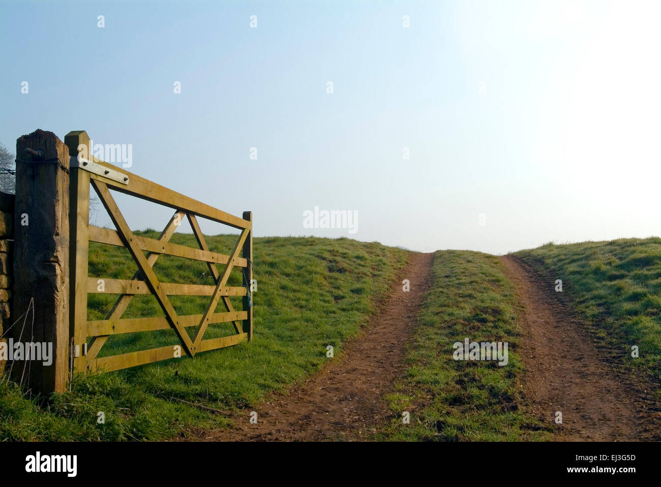 Open Gate and Field england UK europe Stock Photo - Alamy