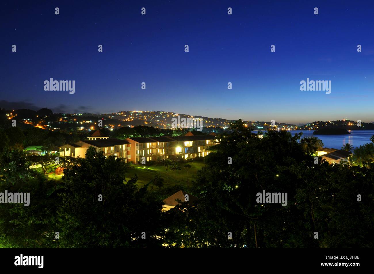 Castries in Saint Lucia by night Stock Photo - Alamy