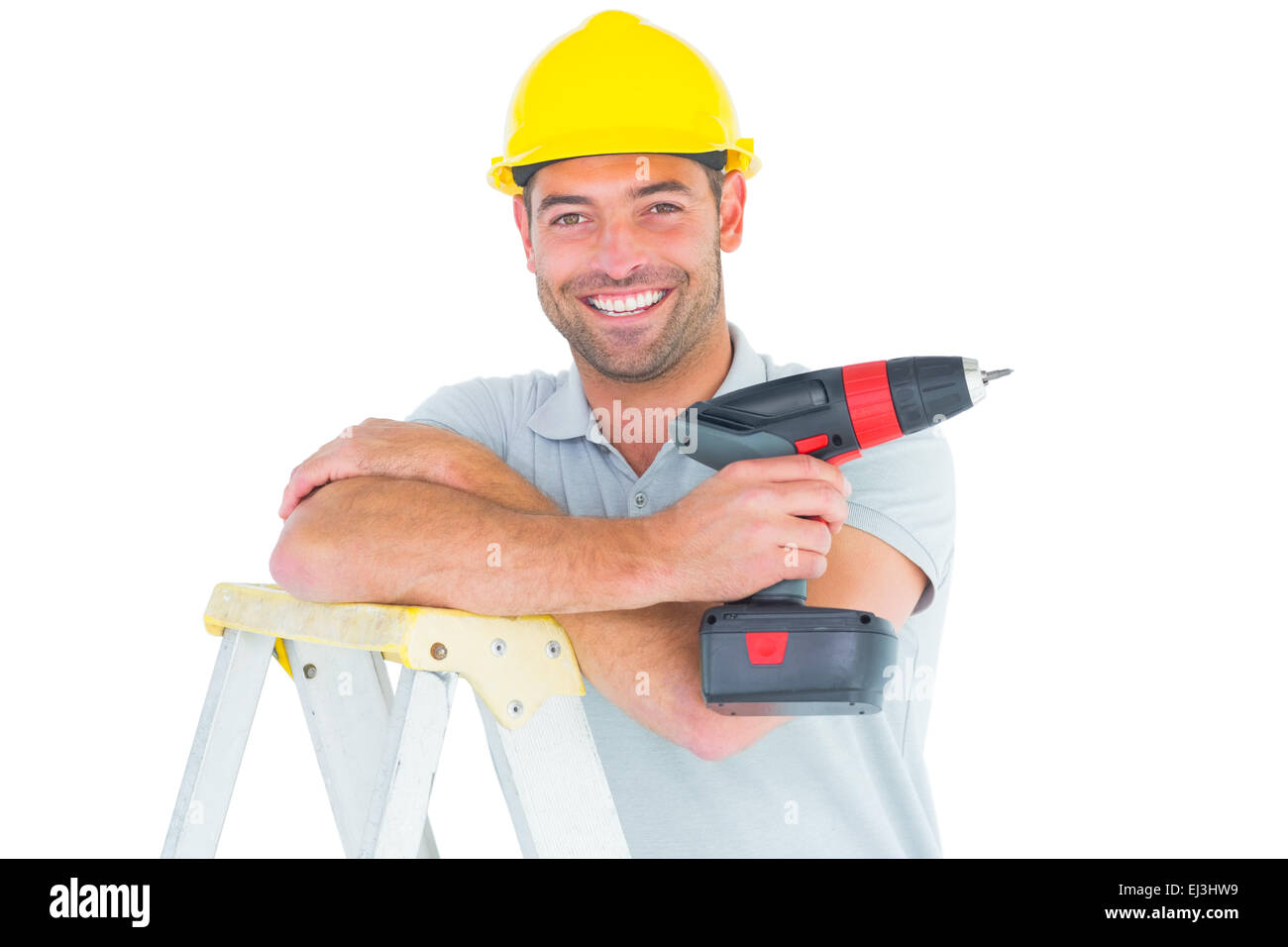 Worker holding ladder hi-res stock photography and images - Alamy
