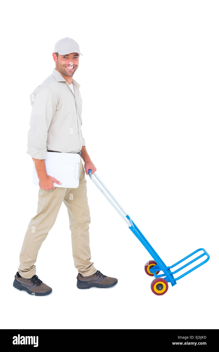 Delivery man empty trolley Cut Out Stock Images & Pictures - Alamy