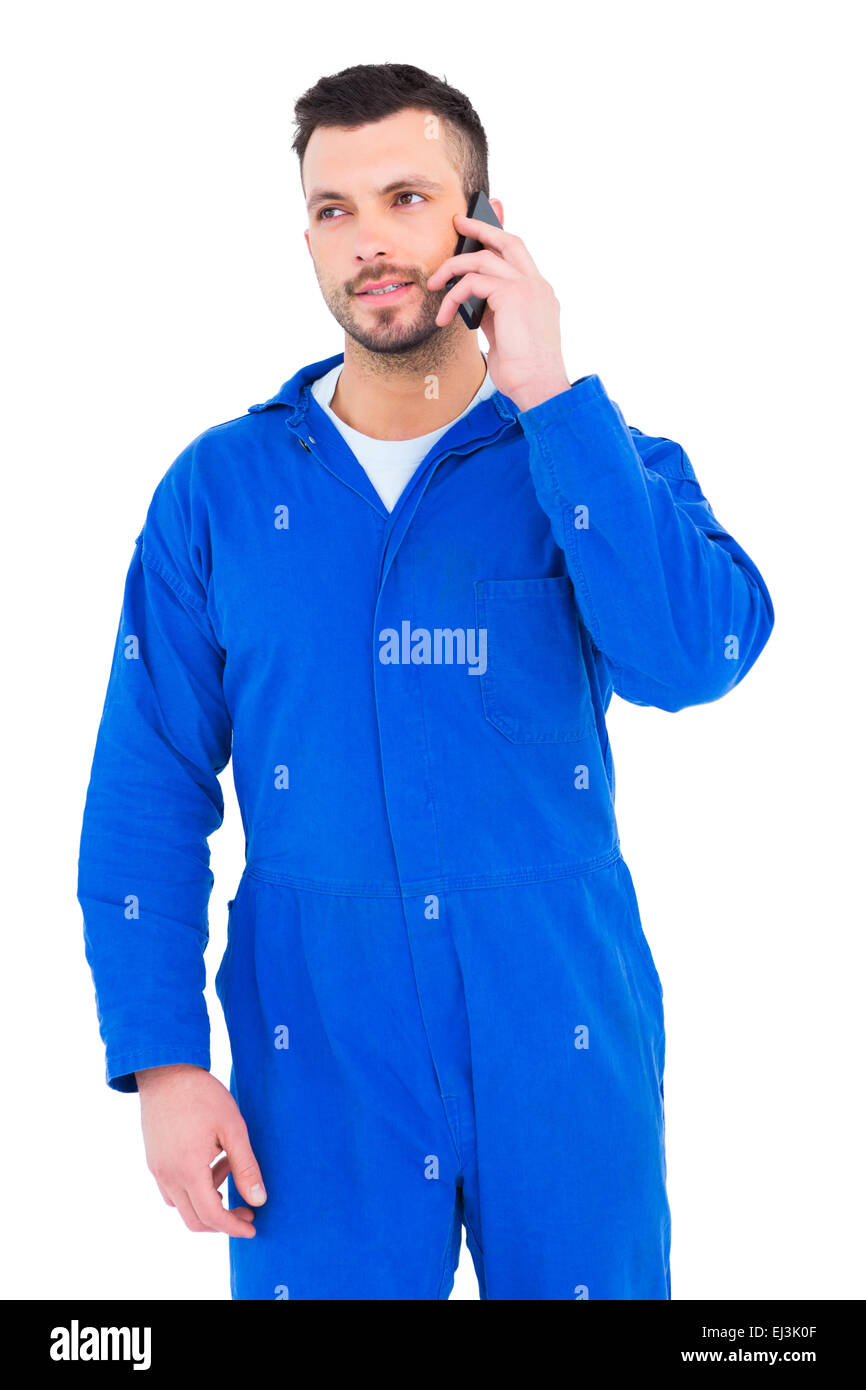 Mechanic talking on mobile hi-res stock photography and images - Alamy