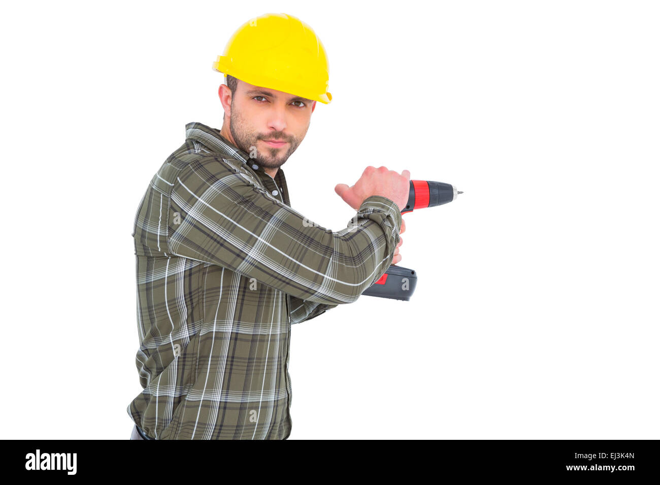 Handyman using drill machine Cut Out Stock Images & Pictures - Alamy