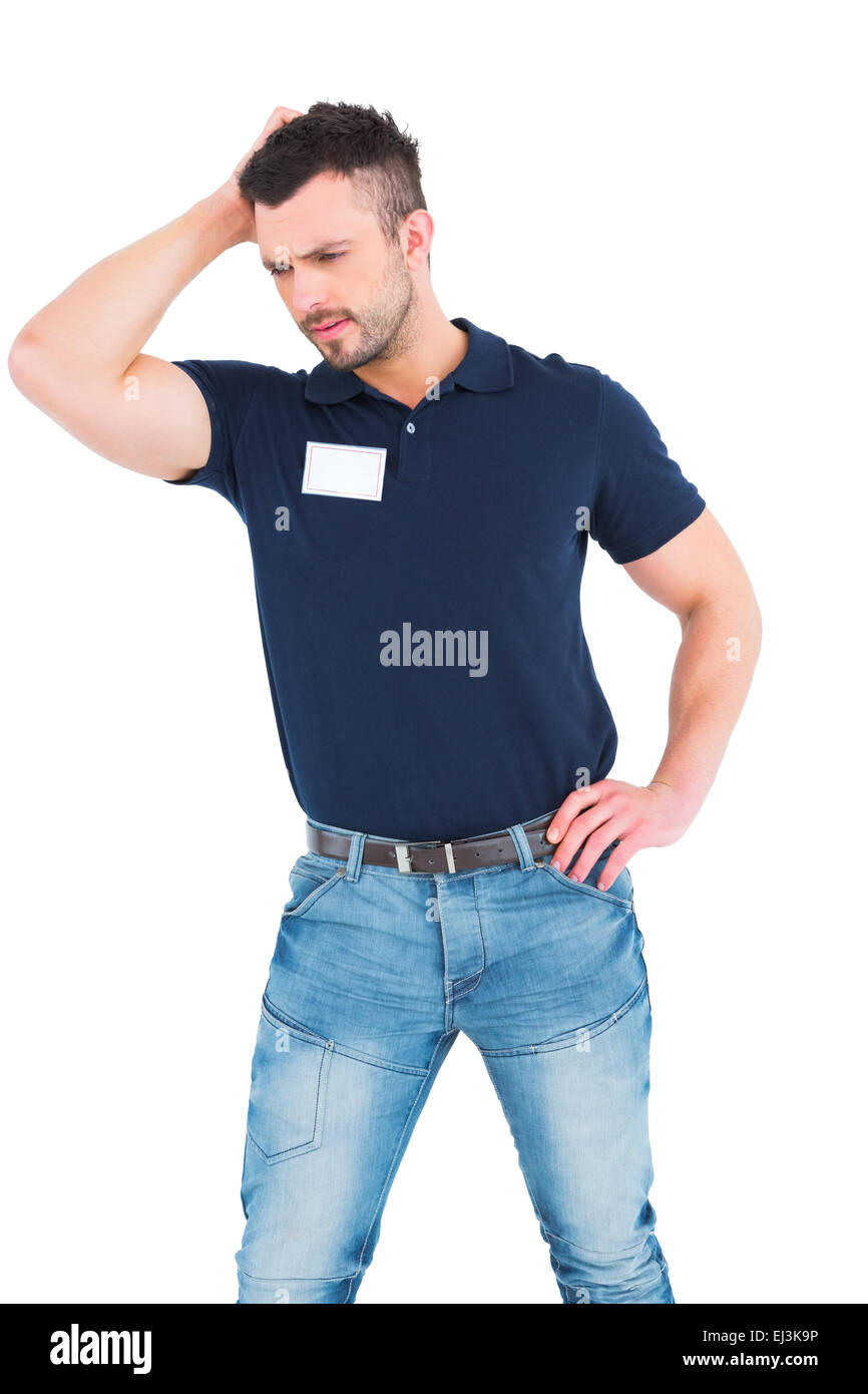 Confused man work on Cut Out Stock Images & Pictures - Alamy