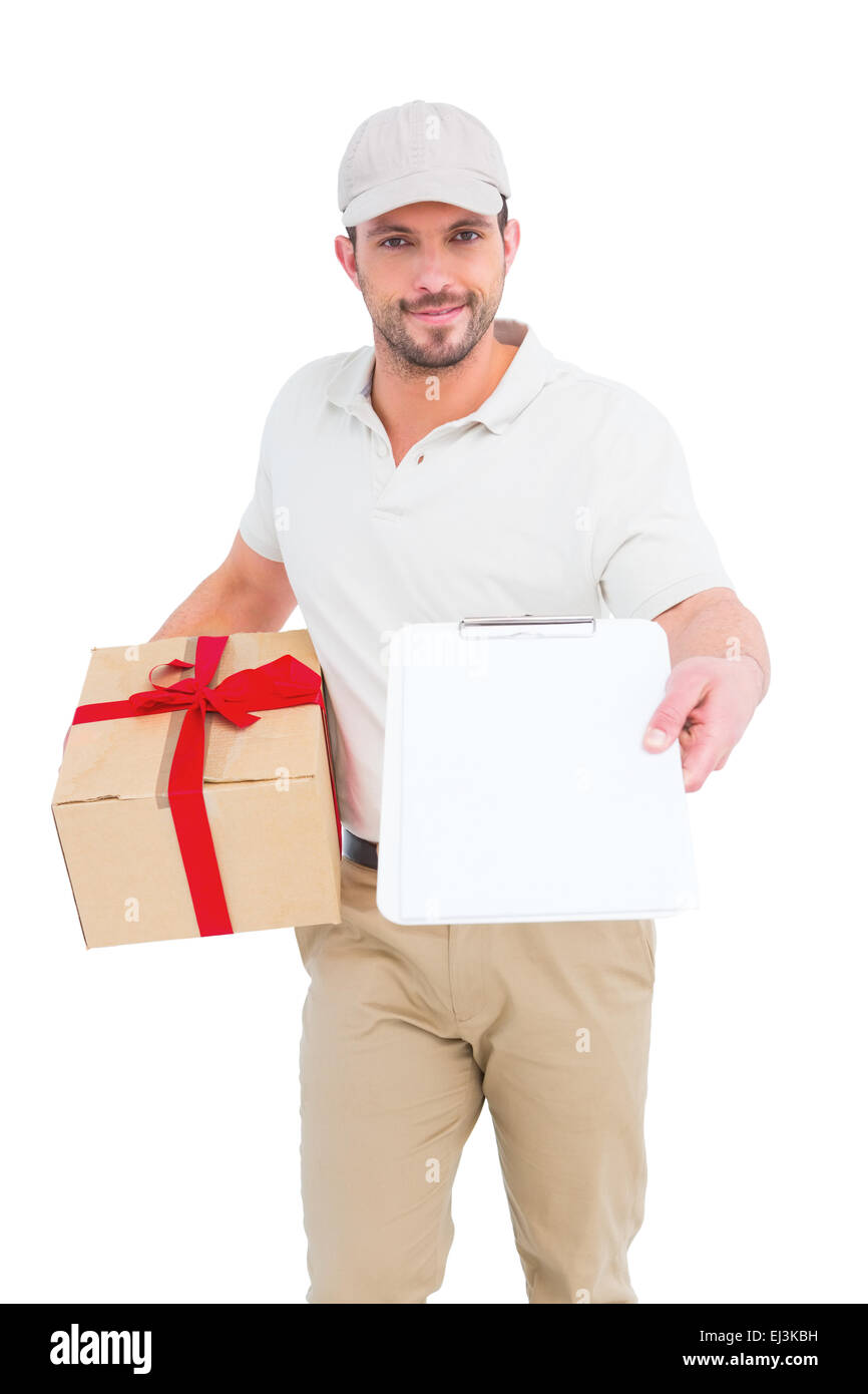 Delivery man giving clipboard hi-res stock photography and images - Alamy