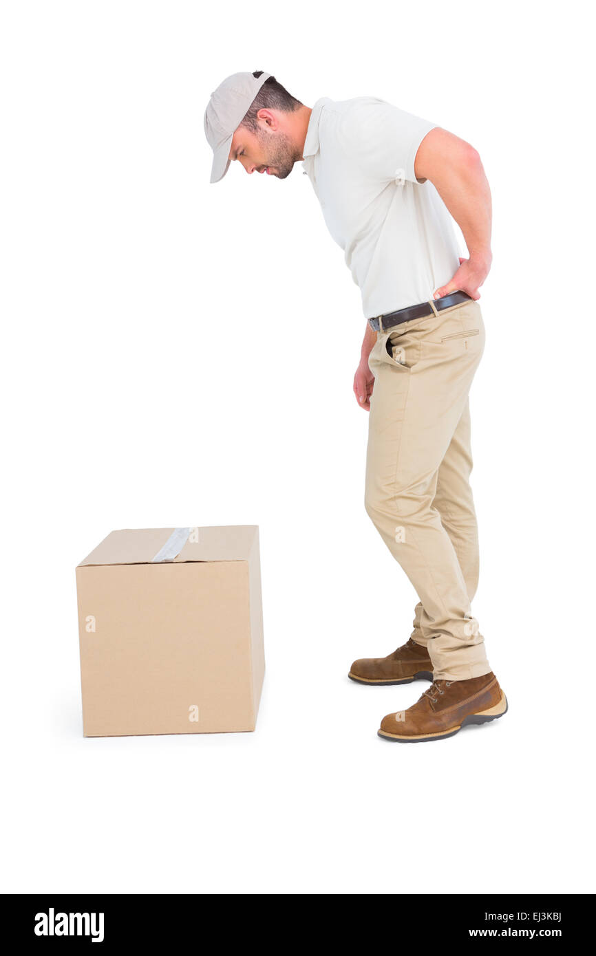Delivery man suffering from backache Stock Photo - Alamy