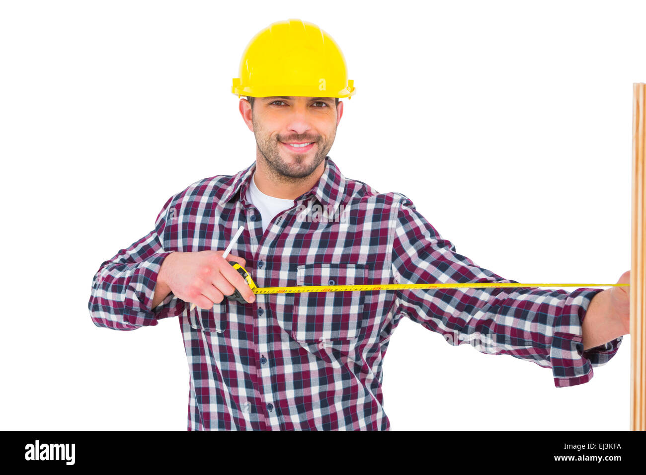 Handyman holding plank hi-res stock photography and images - Alamy