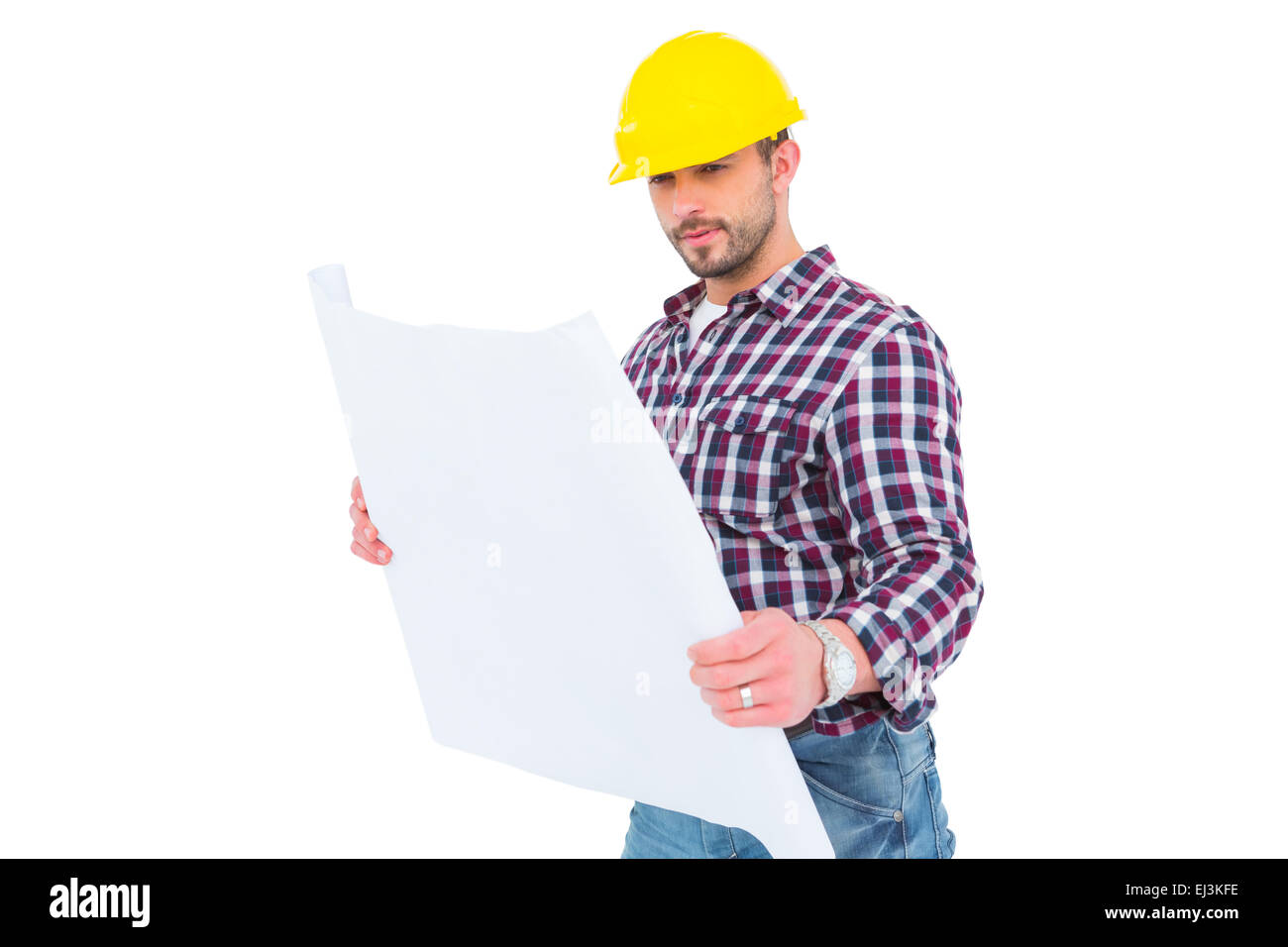 Architect holding blueprint Stock Photo - Alamy