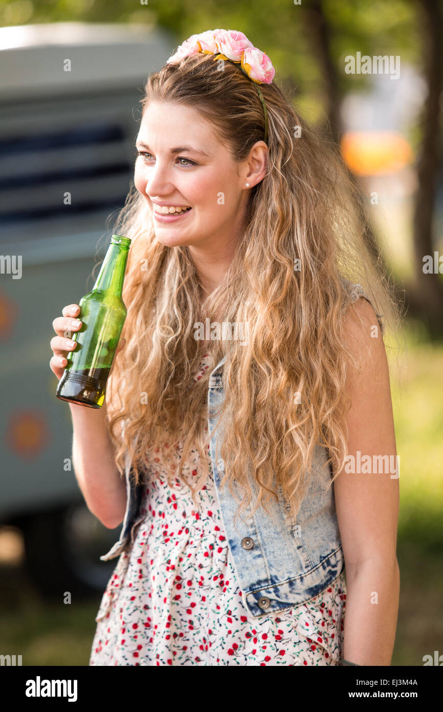 Pretty woman drinking beer hi-res stock photography and images - Alamy