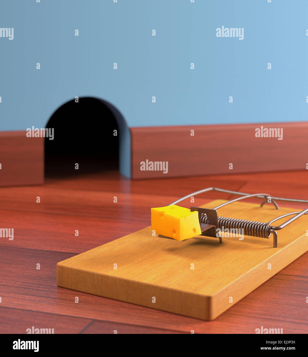 Mouse trap on the floor, illustration Stock Photo - Alamy