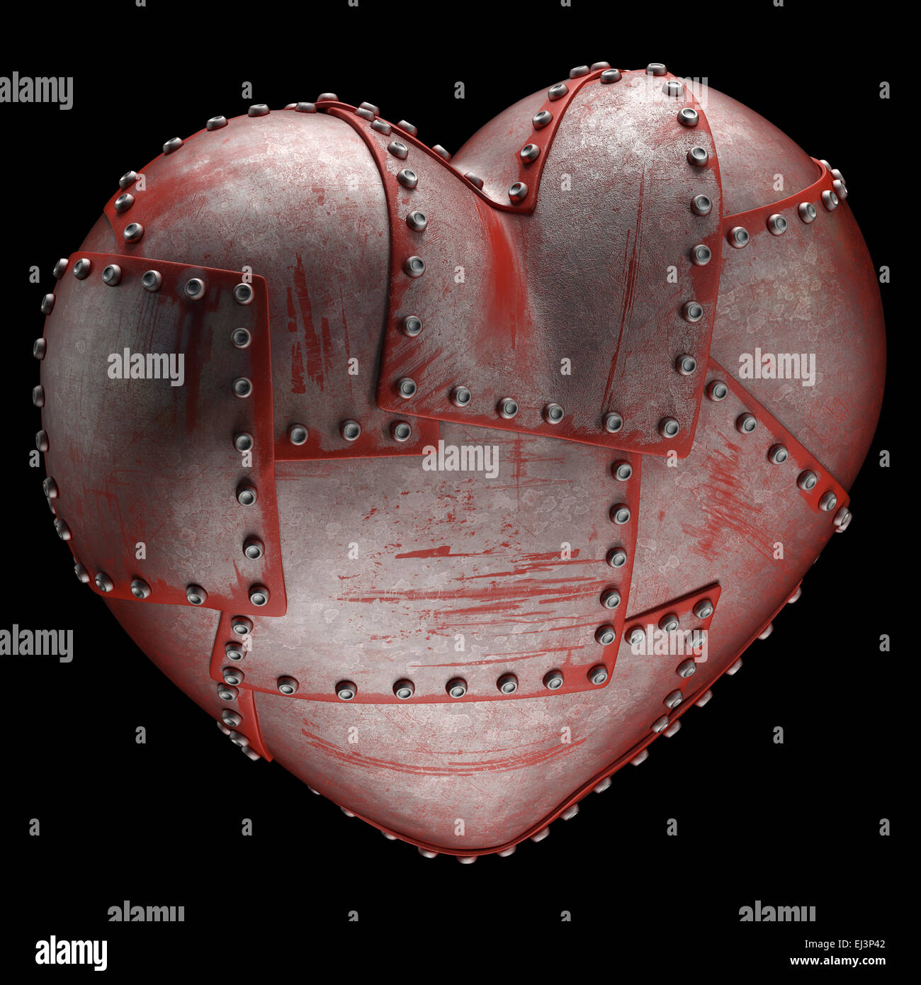 Steel heart with rivets, illustration Stock Photo - Alamy