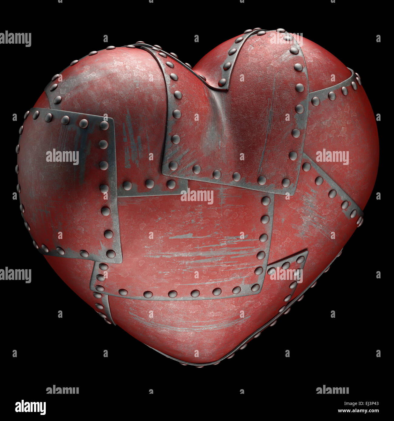 Steel heart with rivets, illustration Stock Photo - Alamy