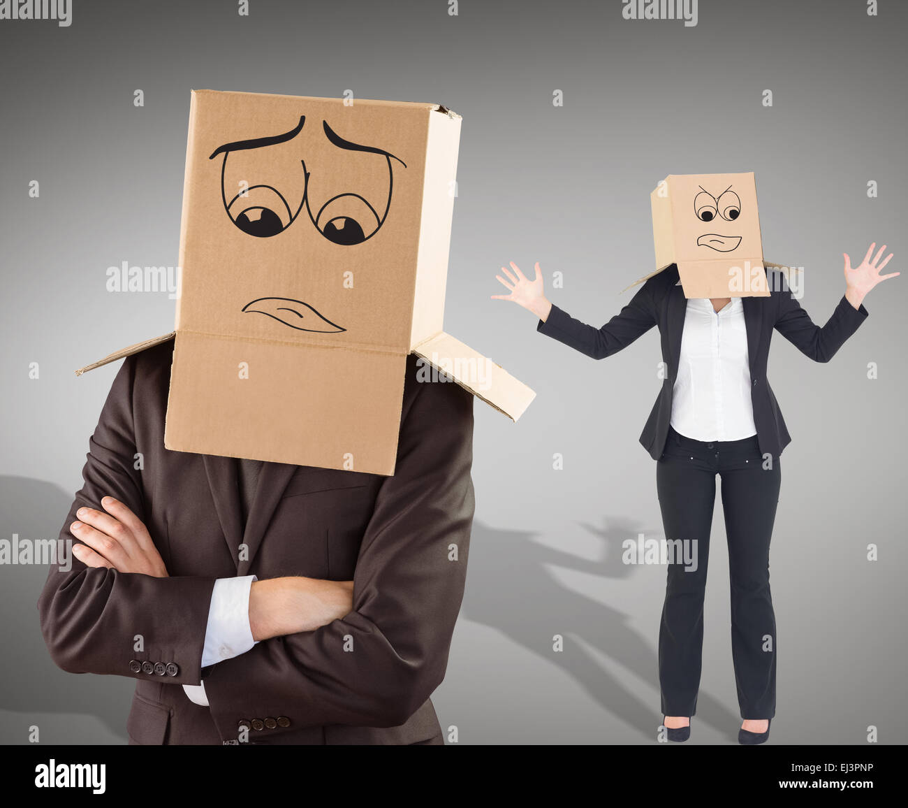Wearing cardboard box sad face hi-res stock photography and images - Alamy