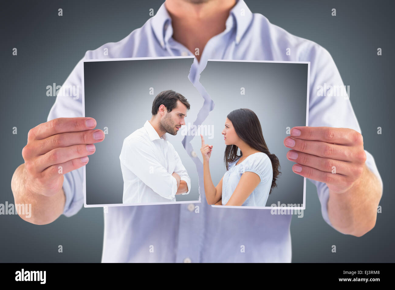 Composite image of angry couple facing off during argument Stock Photo ...