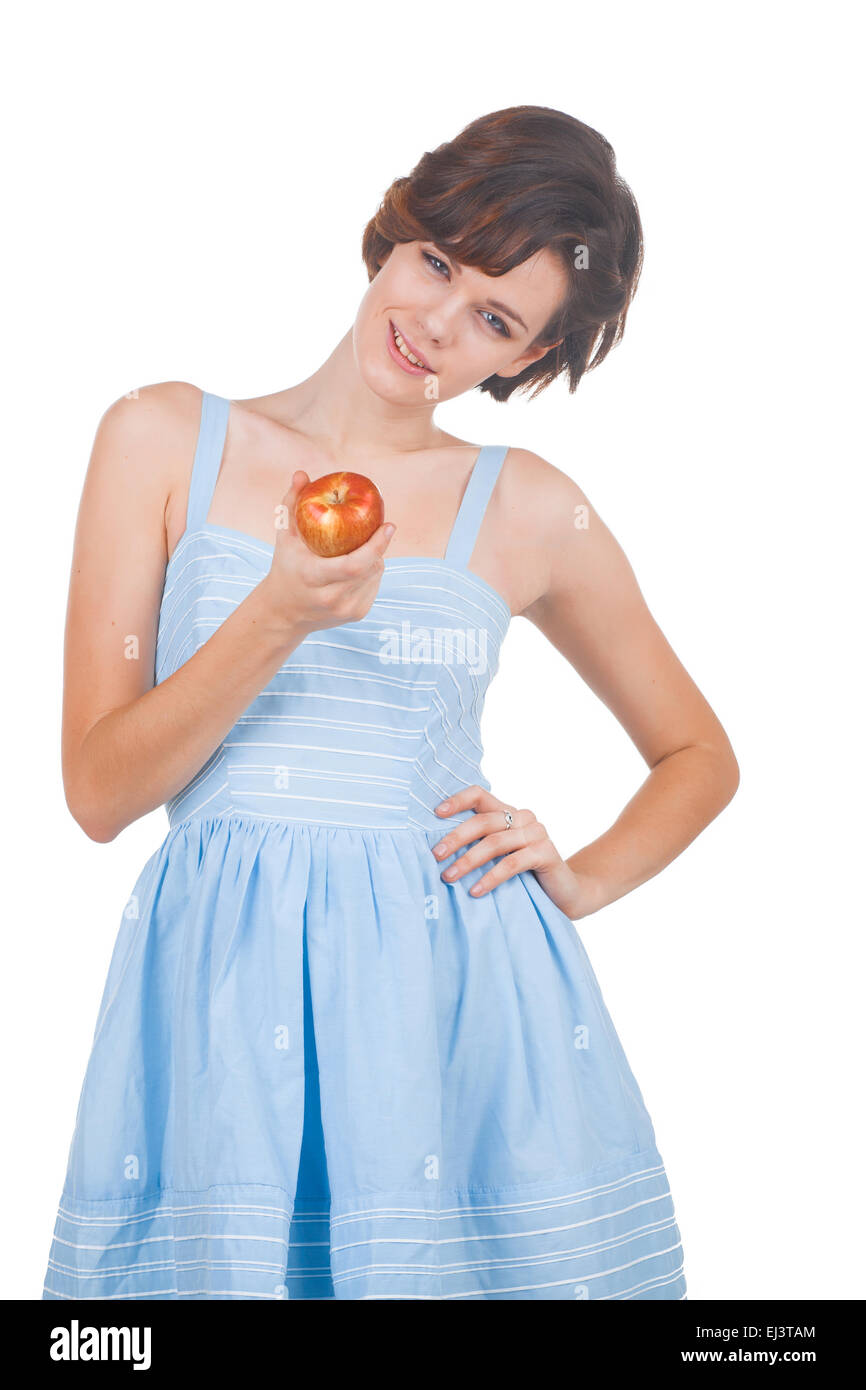 Woman with apple Stock Photo - Alamy
