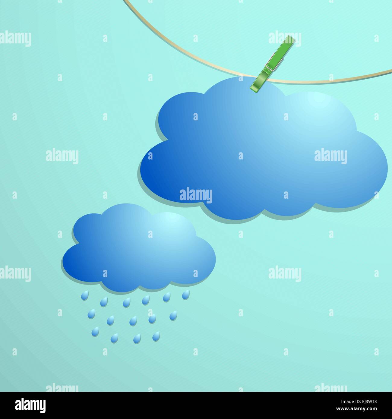 Cloud and rain drops icon hang on string, vector illustration Stock ...