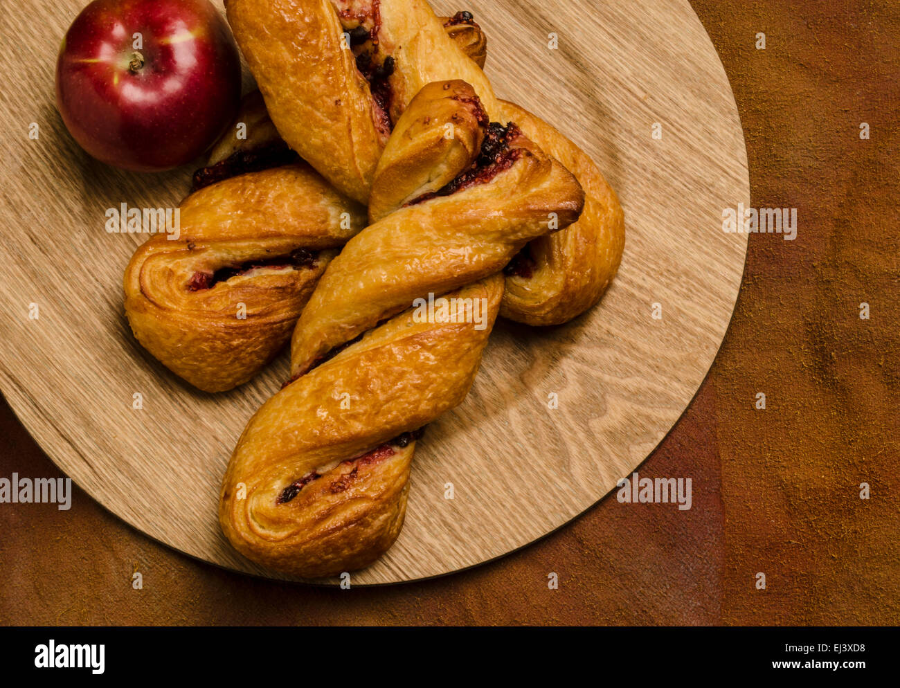 three raspberry twist pastries Stock Photo - Alamy