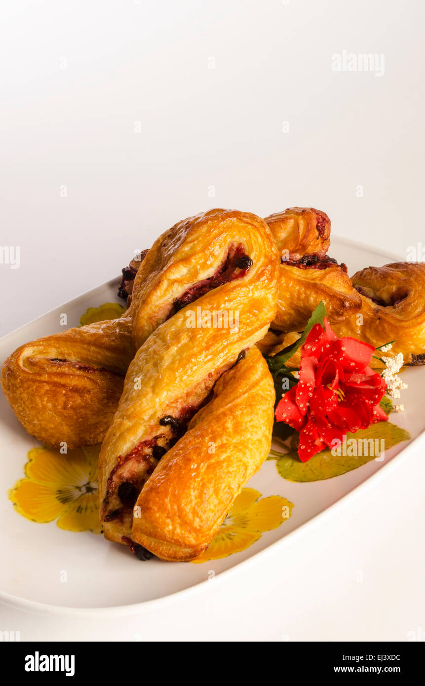 raspberry twist pastries Stock Photo - Alamy