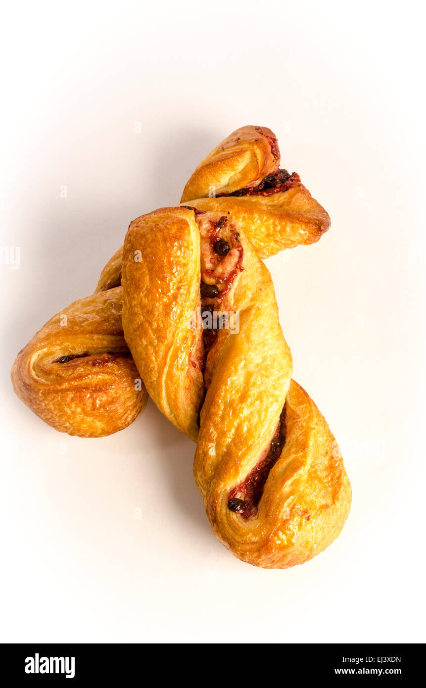 raspberry twist pastries Stock Photo - Alamy