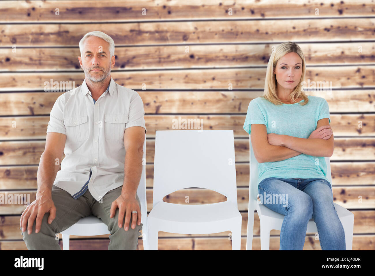 Composite image of unhappy couple not speaking to each other Stock ...