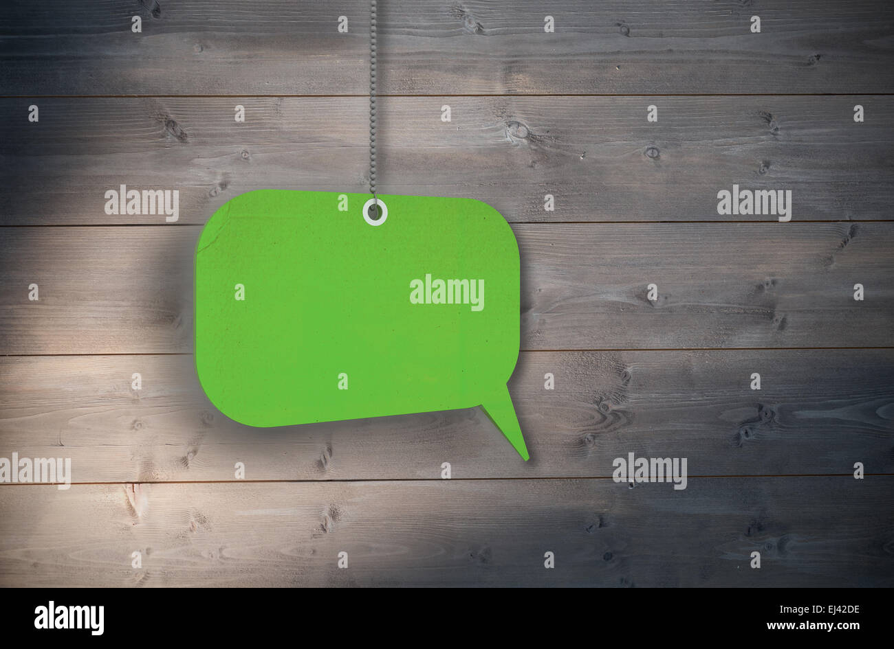 Composite image of speech bubble tag hanging Stock Photo - Alamy