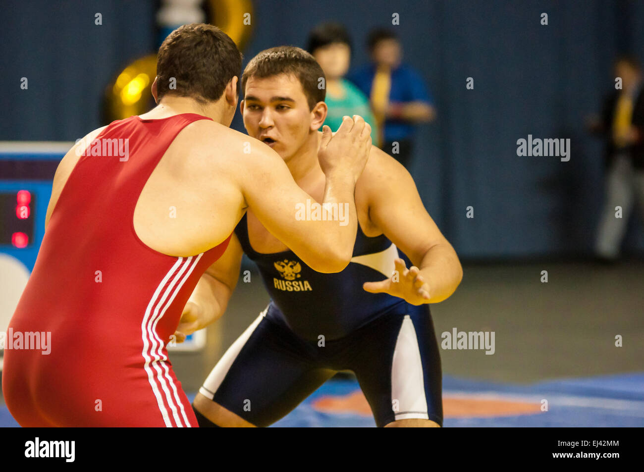 Two young men wrestling hi-res stock photography and images - Alamy