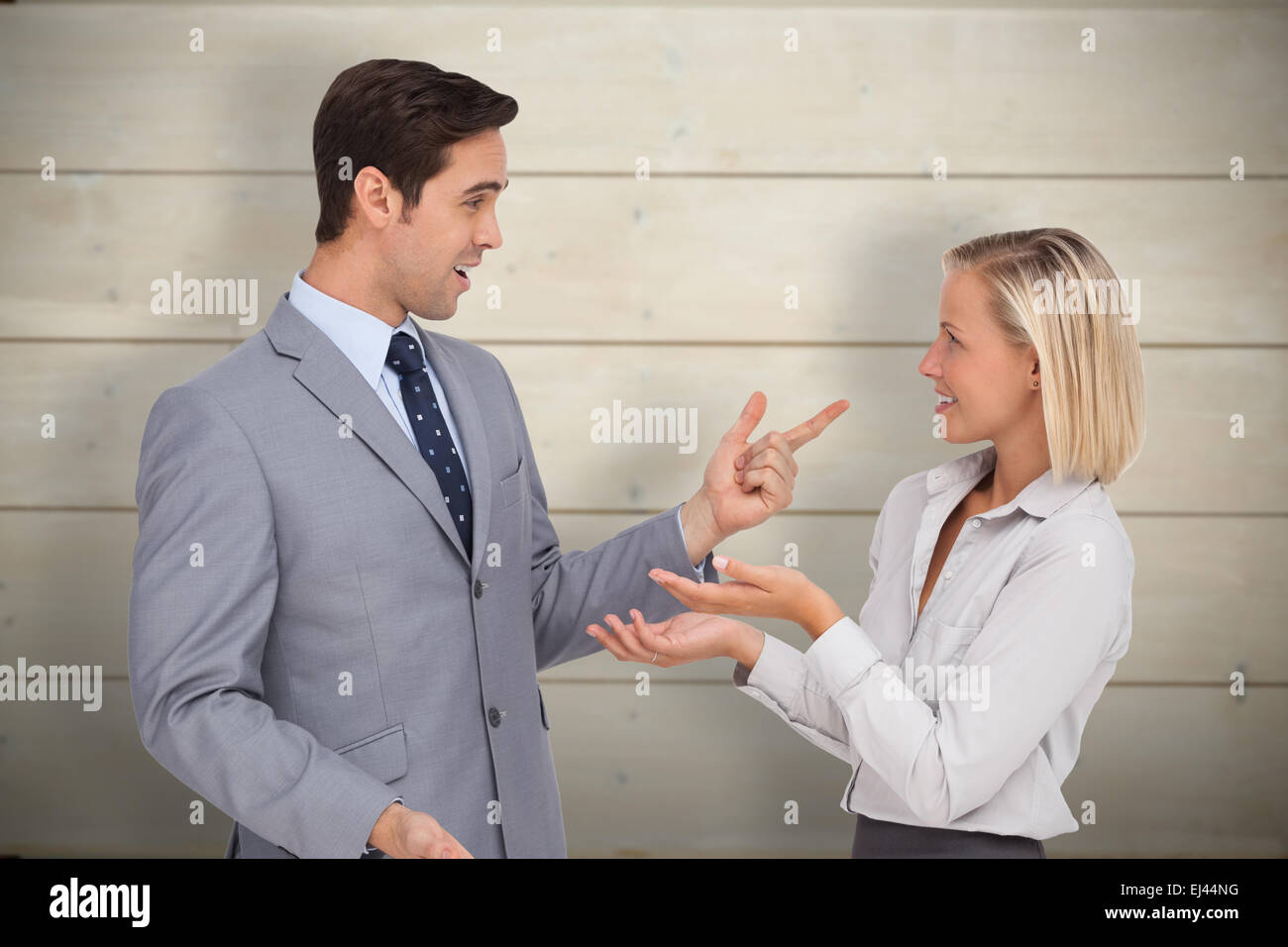 Composite image of business people meet each other Stock Photo - Alamy