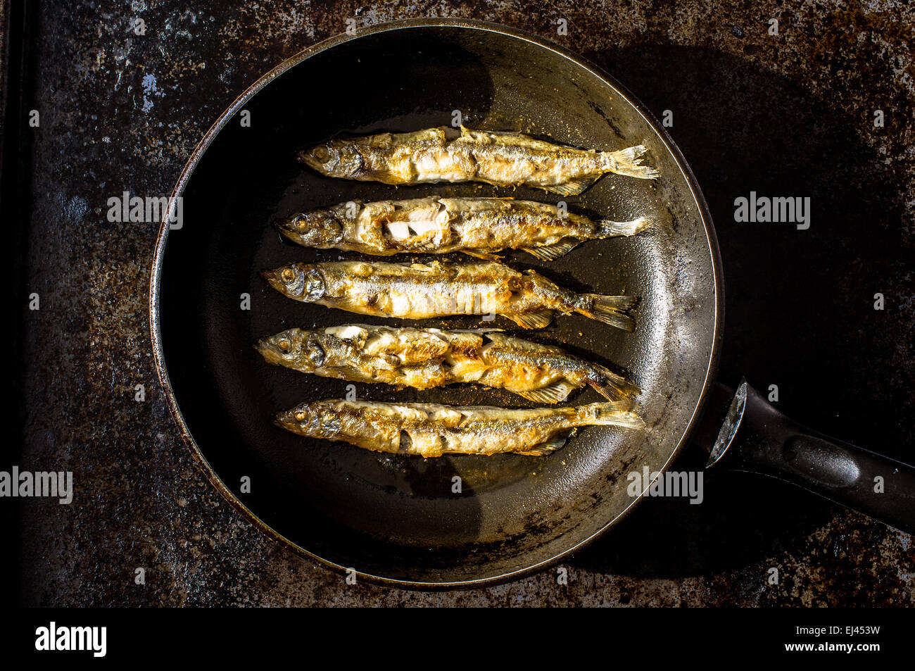 Top view roasted sardines hi-res stock photography and images - Alamy