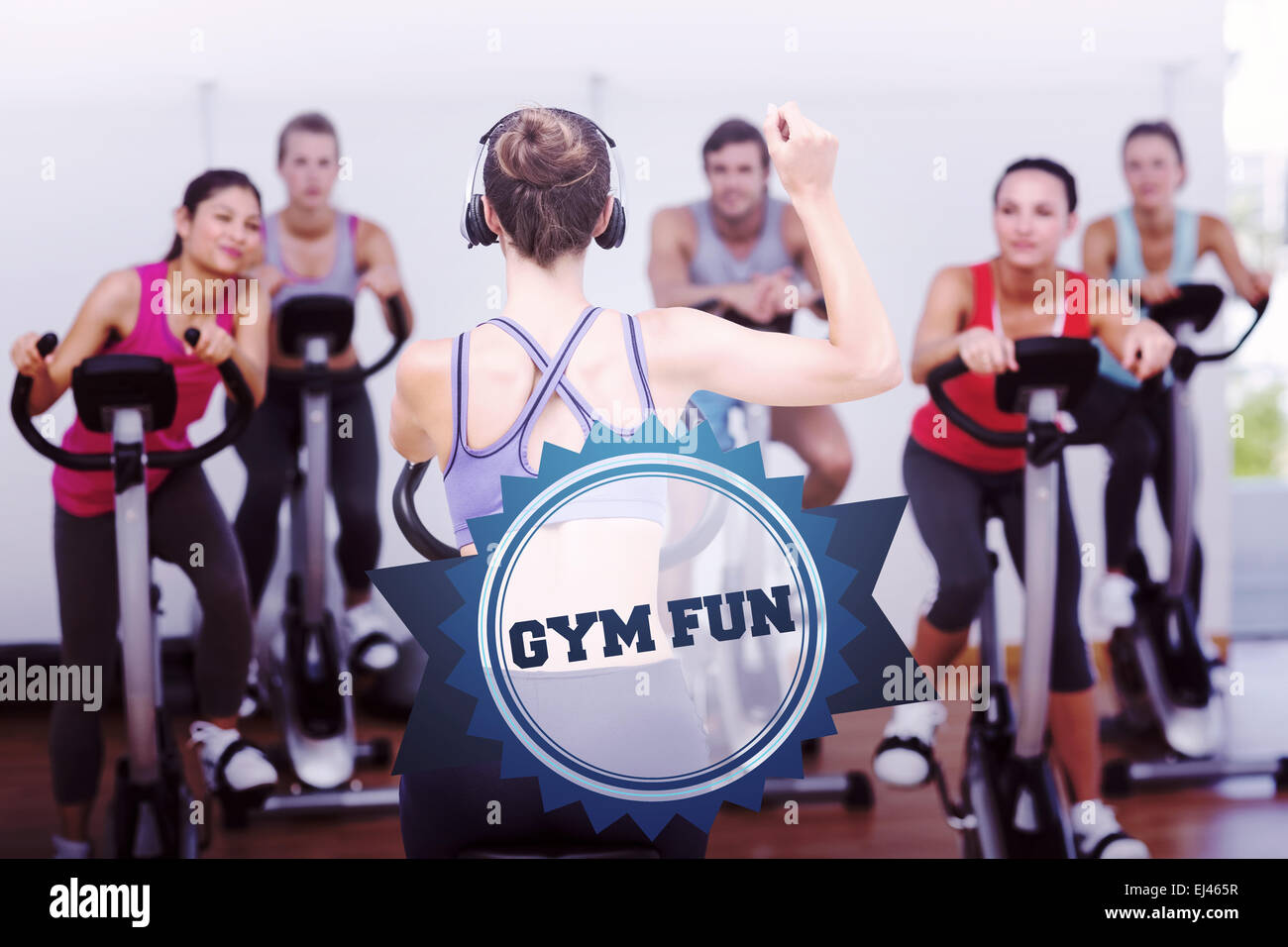 The word gym fun and trainer and fitness class Stock Photo - Alamy