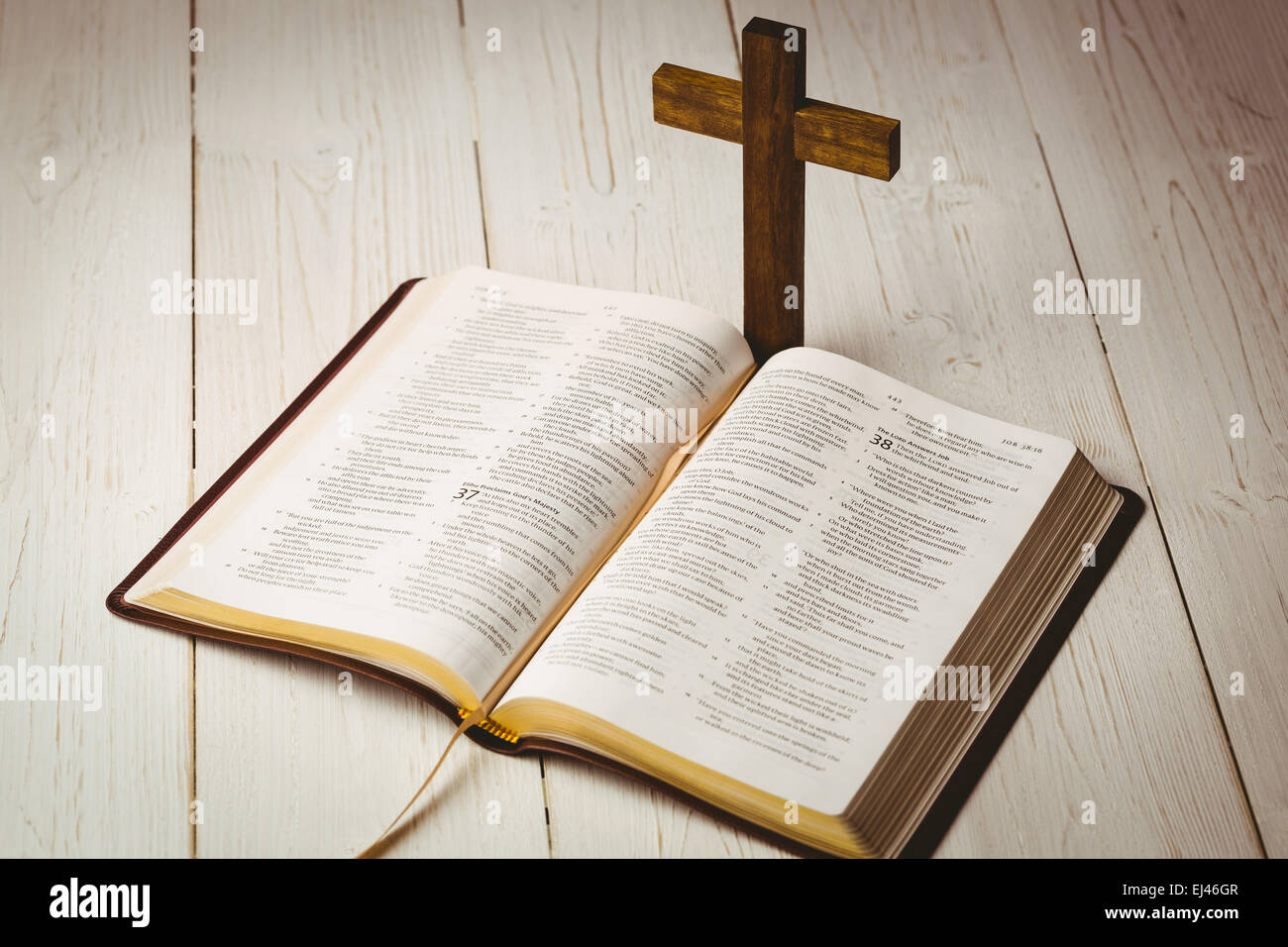 Open Holy Bible With Cross