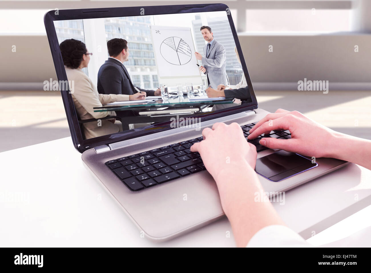 Typing laptop woman hands table hi-res stock photography and images - Alamy