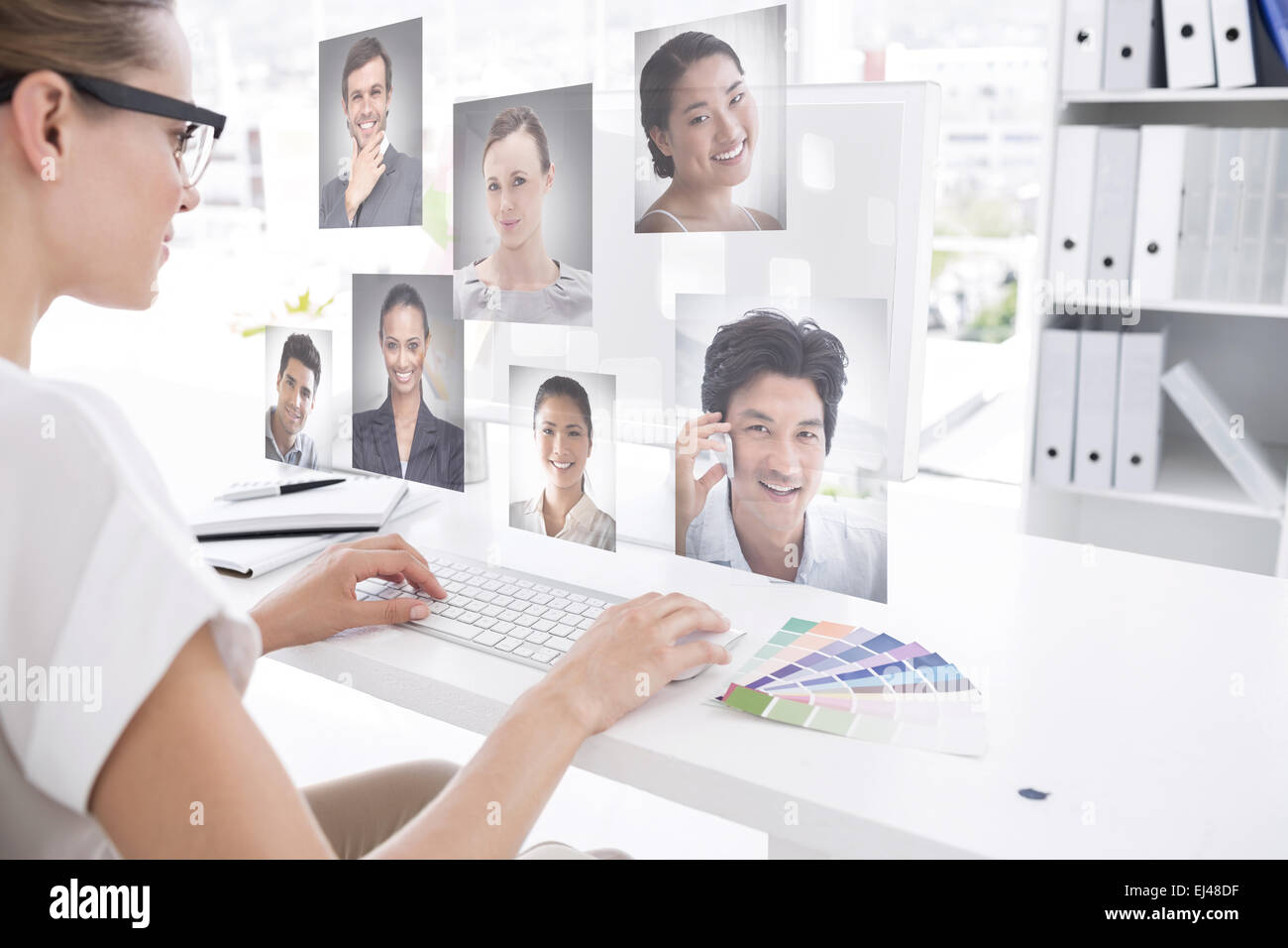 Woman using video editor hi-res stock photography and images - Alamy