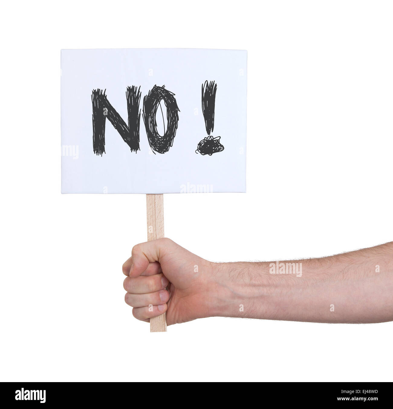 Hand holding sign, isolated on white - No Stock Photo - Alamy