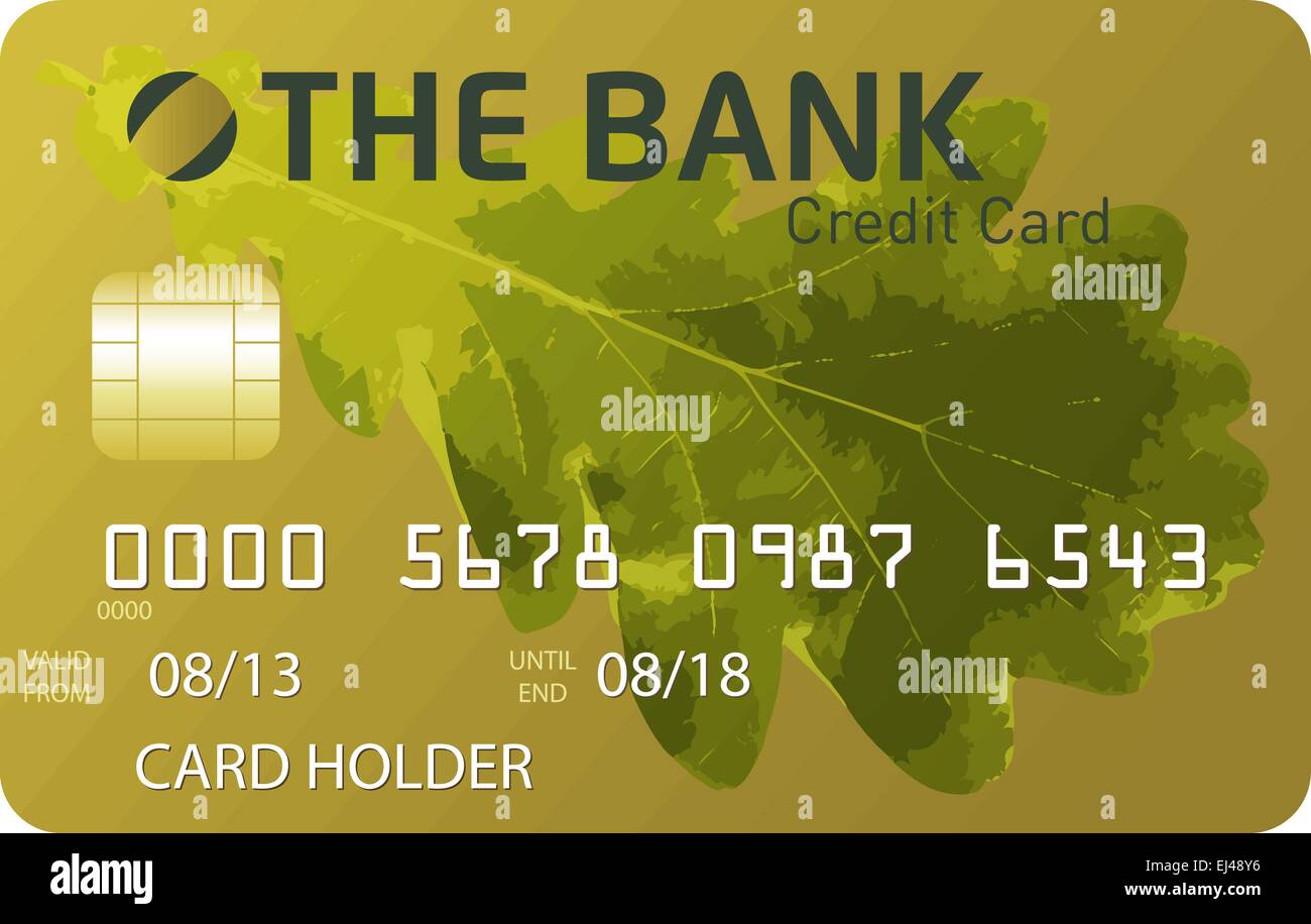 Orange credit card with green oak tree leaf Stock Vector Image & Art ...